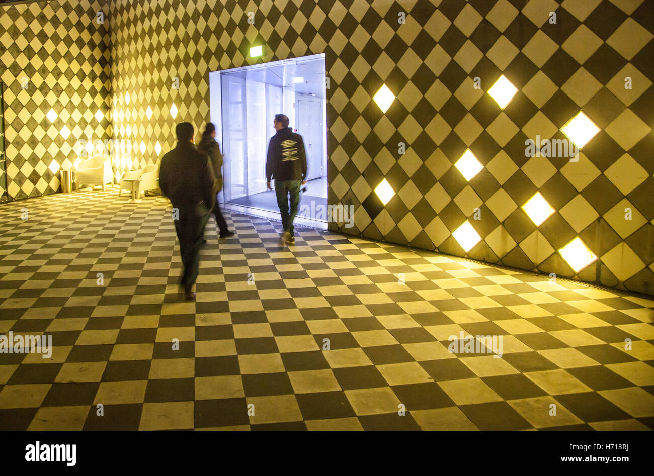 Spectacular hall inside Casa da Musica, modern architecture building ...