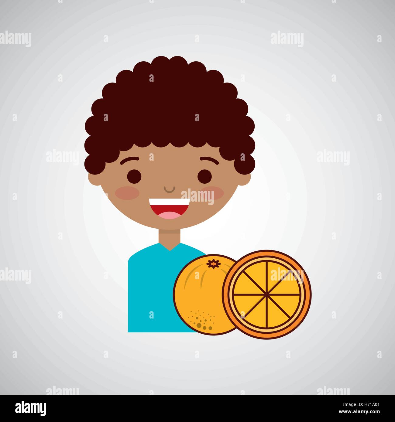 Boy eating orange fruit Stock Vector Images - Alamy