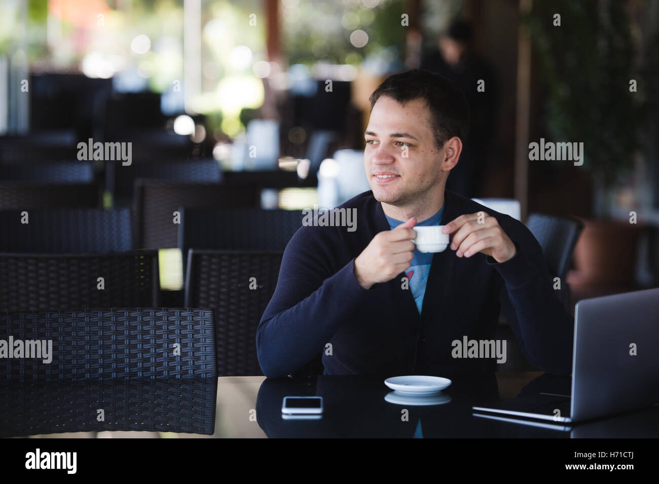 Man Relax Lifestyle Working Coffee Shop Concept Stock Photo - Alamy