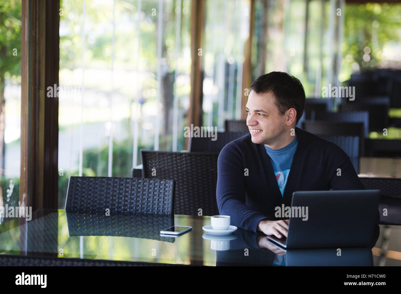 Man Relax Lifestyle Working Coffee Shop Concept Stock Photo - Alamy