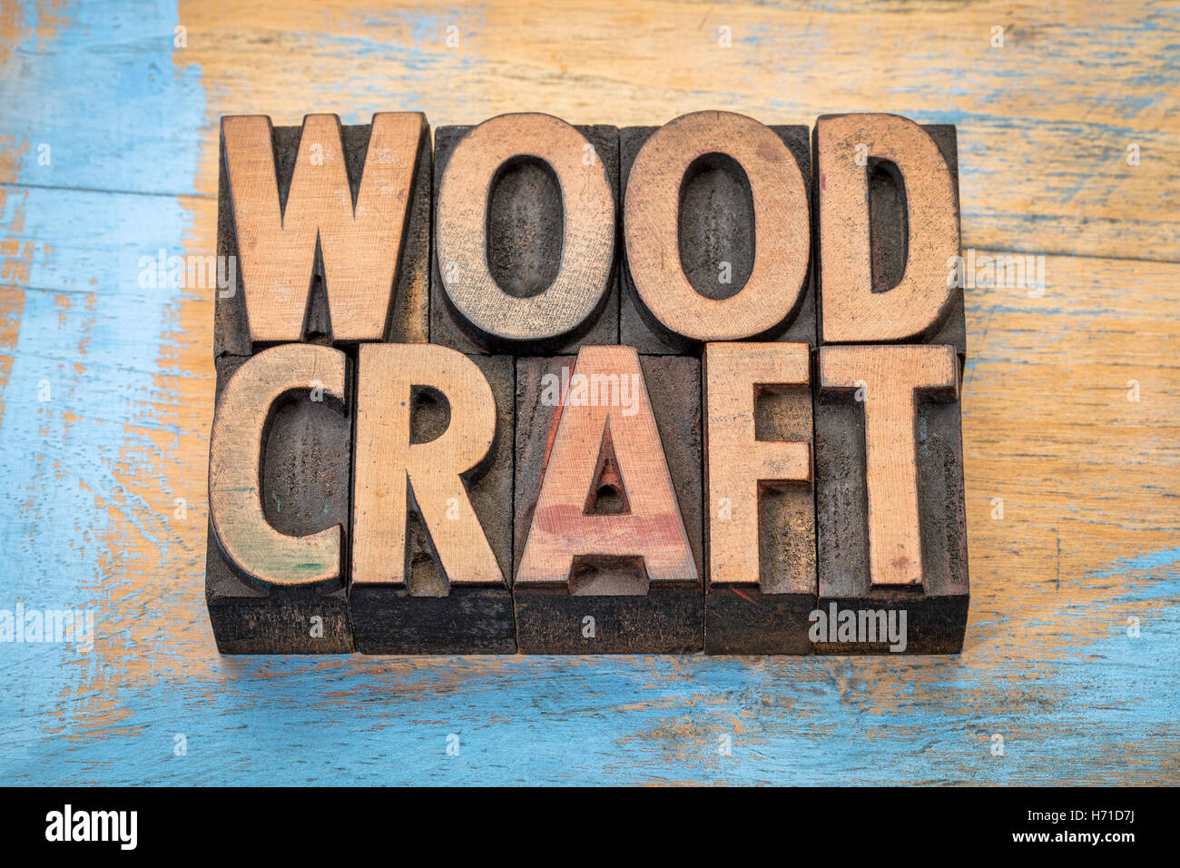 woodcraft - word abstract in vintage letterpress wood type against ...