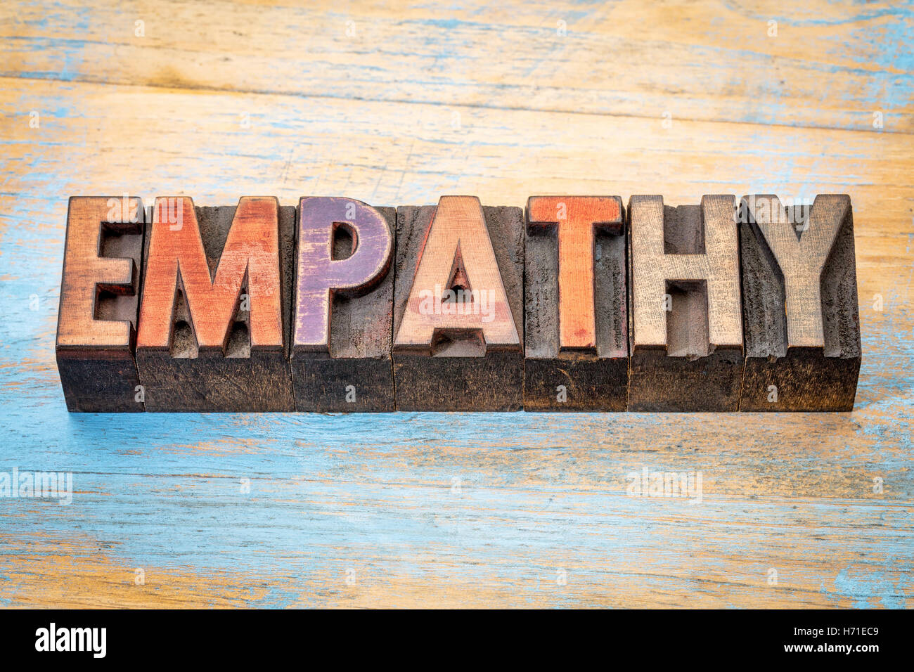 empathy word abstract - text in vintage letterpress wood type blocks ...