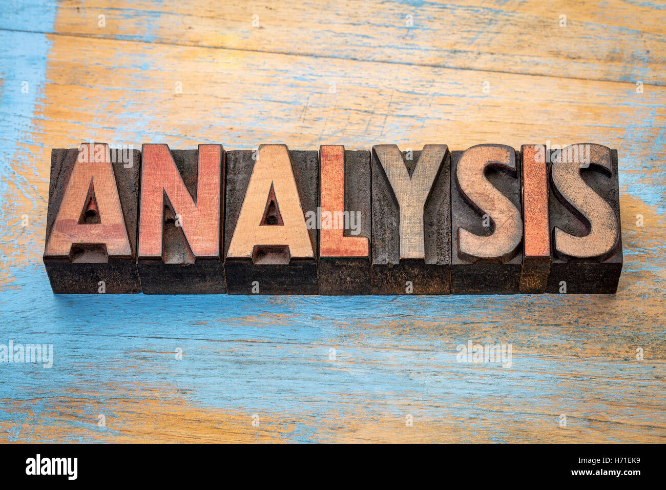 analysis - word abstract in vintage letterpress wood type printing ...