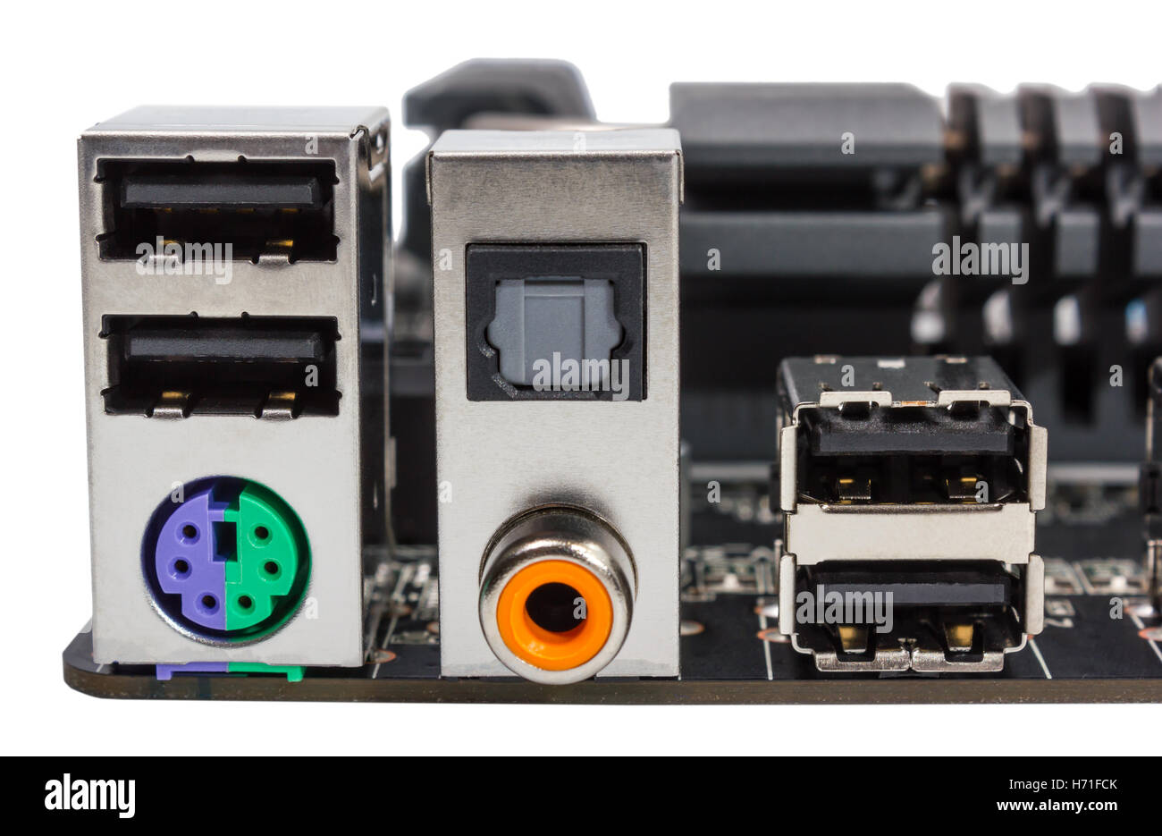 Connector of computer motherboard, back side computer port isolated on ...