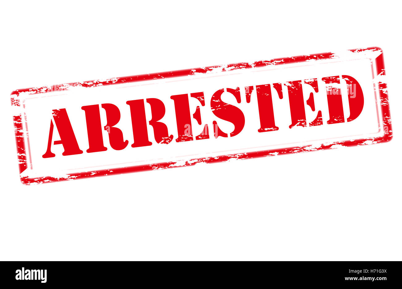 Rubber stamp with word arrested inside, vector illustration Stock Photo ...