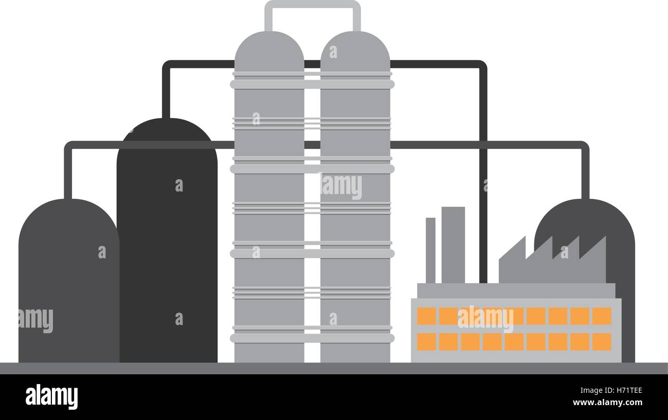 oil refinery factory building icon over white background. vector ...