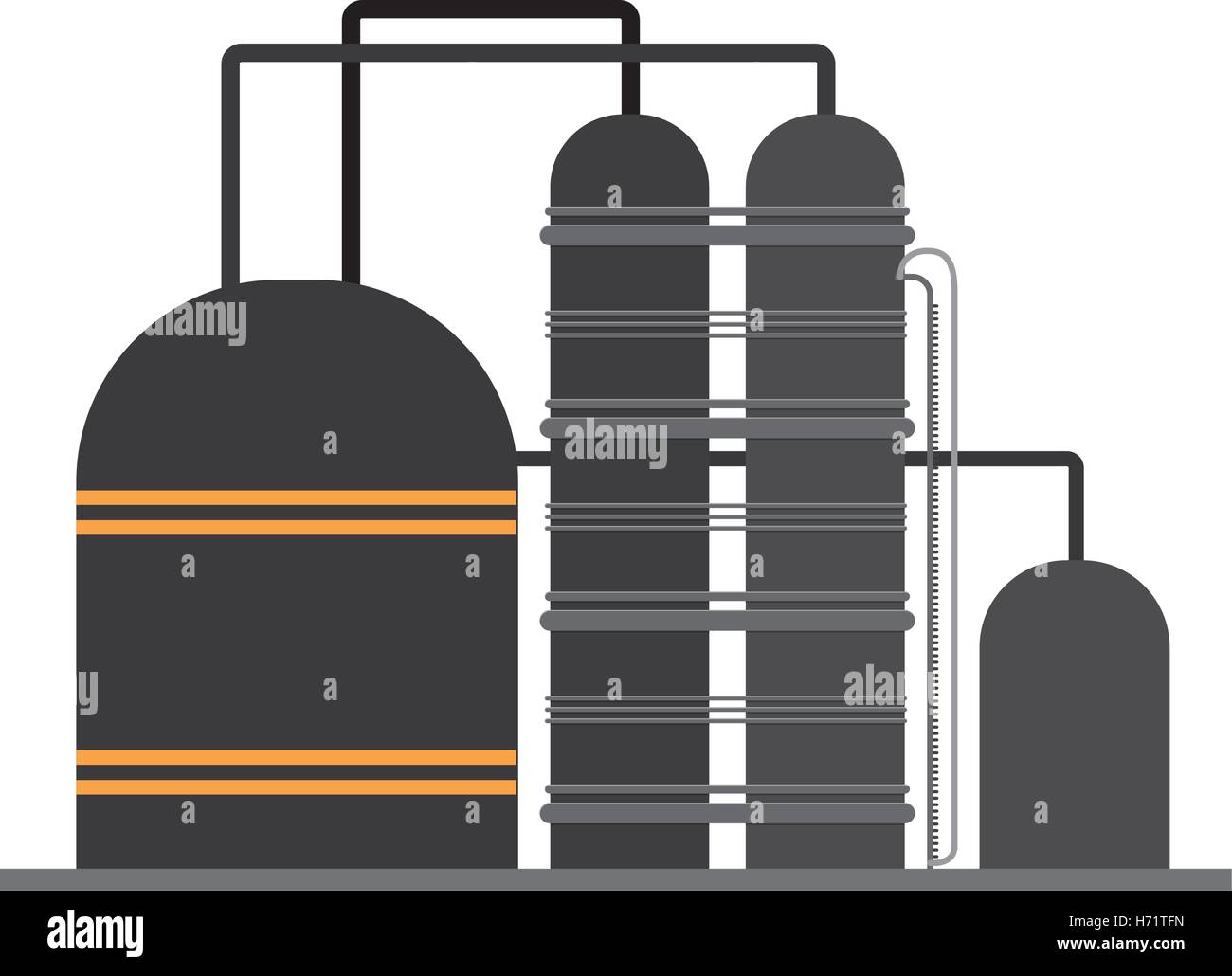 oil refinery factory building icon over white background. vector ...