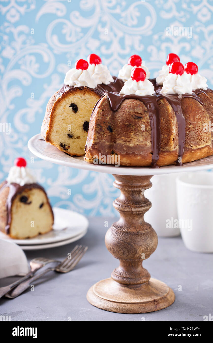 Sour cream cake with dried cherry Stock Photo - Alamy