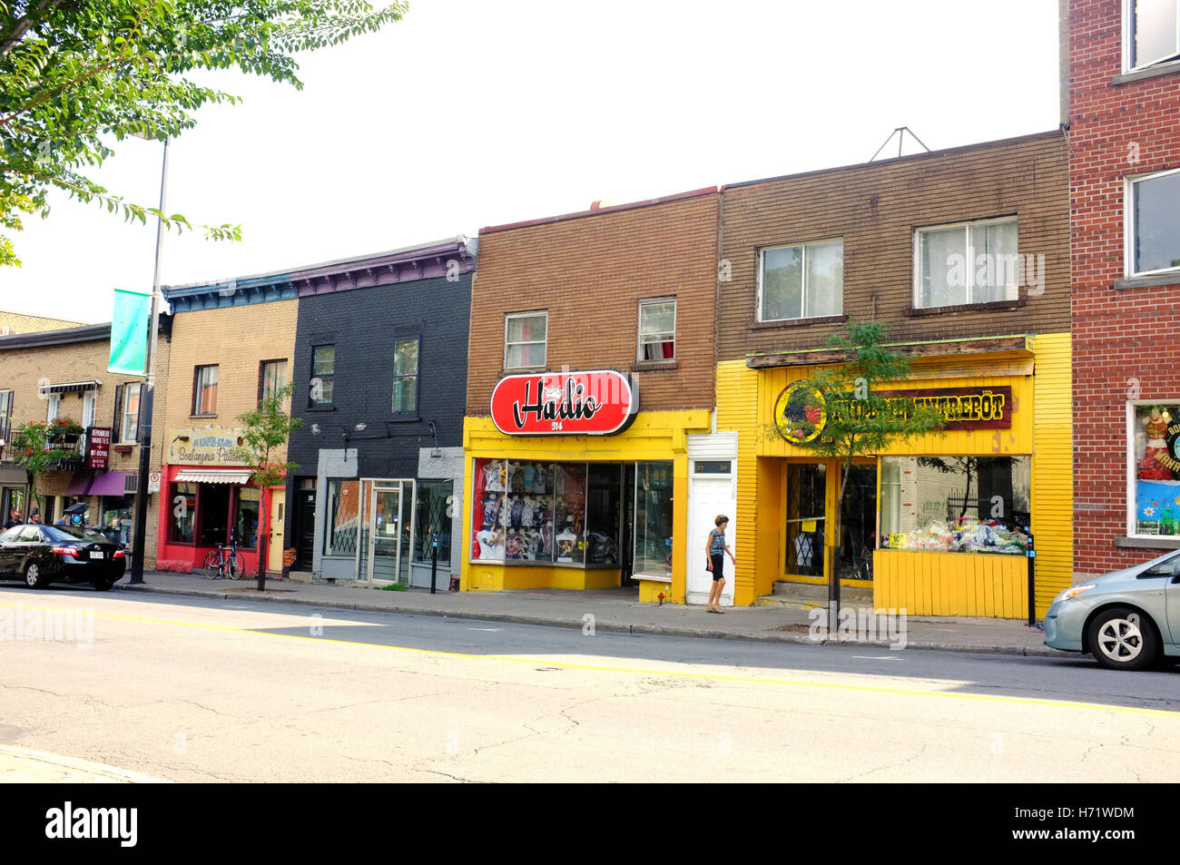 A row of shops in Montreal Stock Photo - Alamy