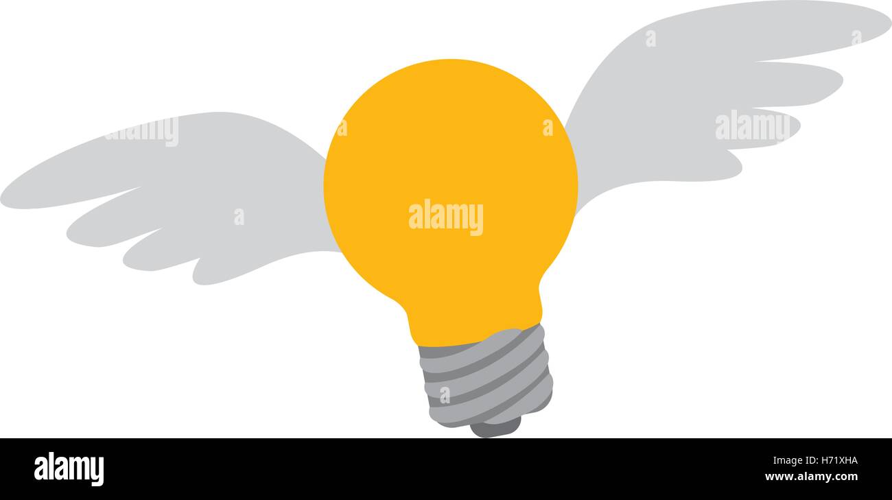 bulb light with wings flying icon over white background. vector ...
