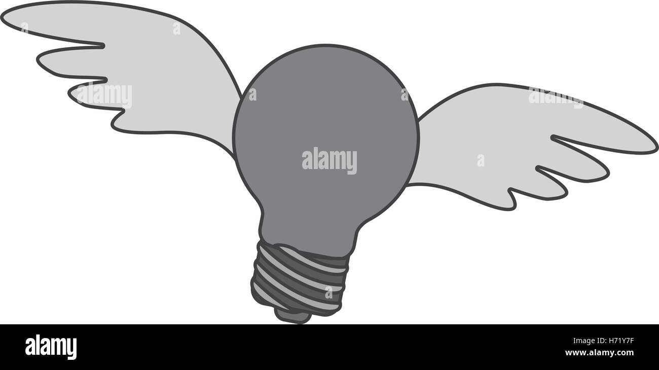 bulb light with wings flying icon over white background. vector ...