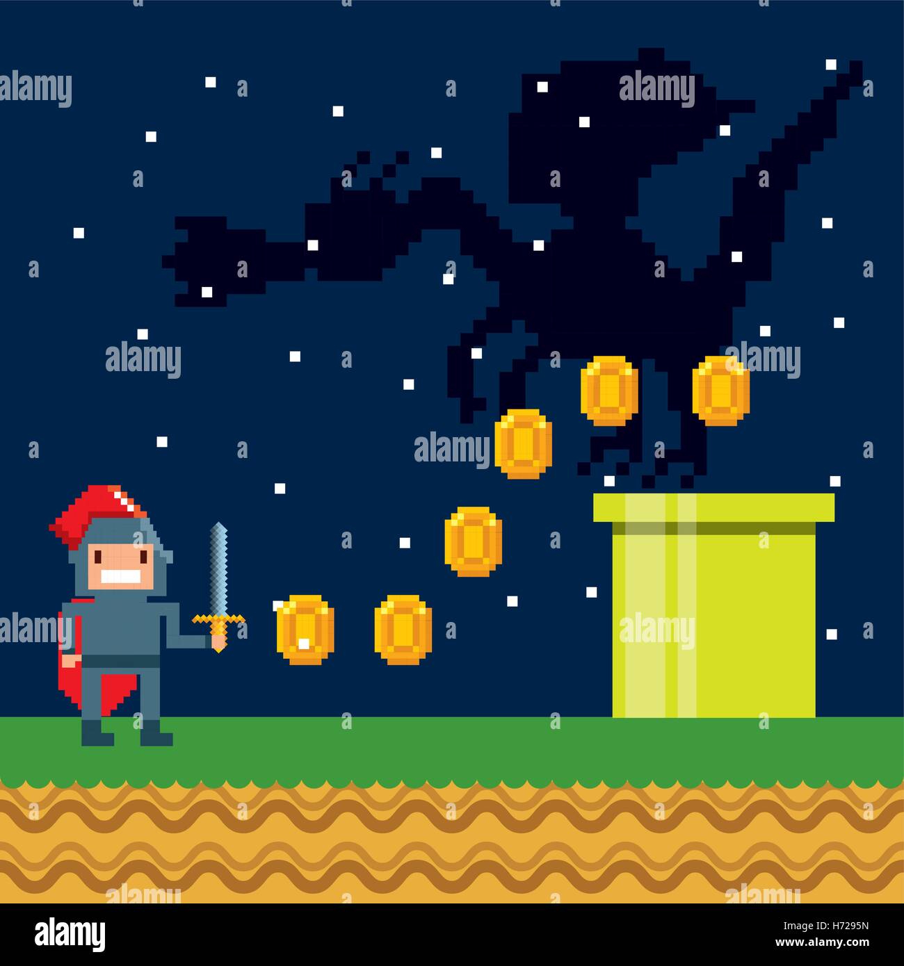 pixelated video game icons vector illustration design Stock Vector ...