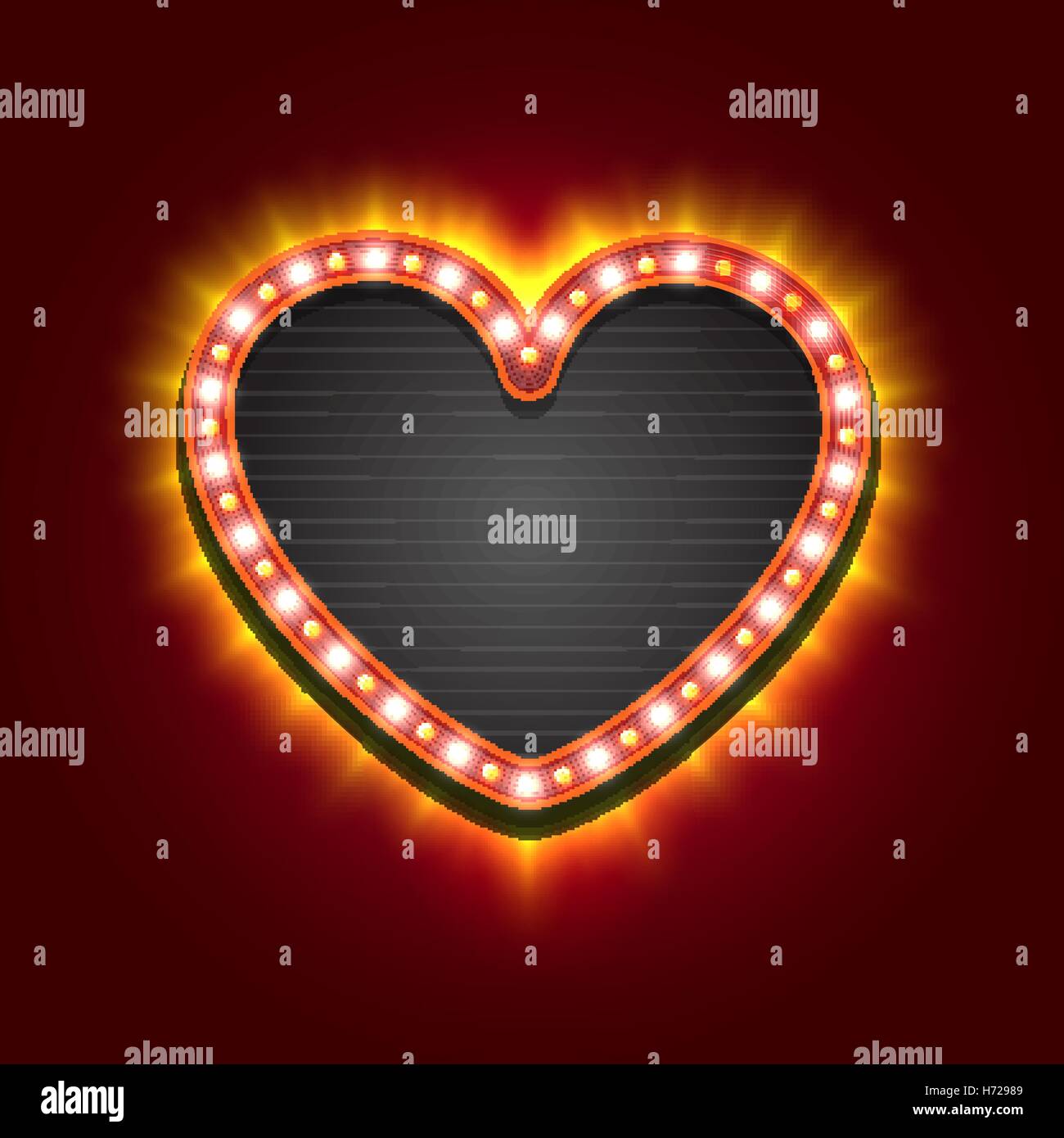 Valentines Heart Neon Lights Frame for Romantic Design. Vector ...