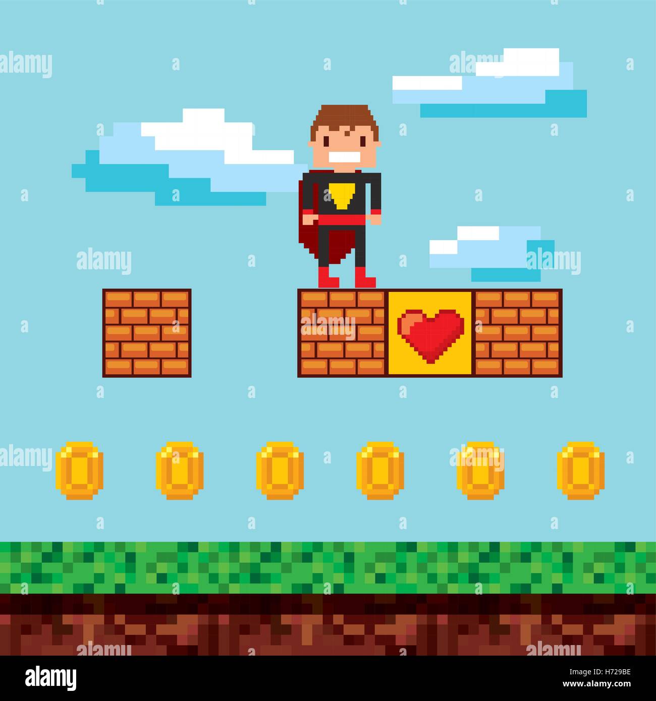 pixelated video game icons vector illustration design Stock Vector ...