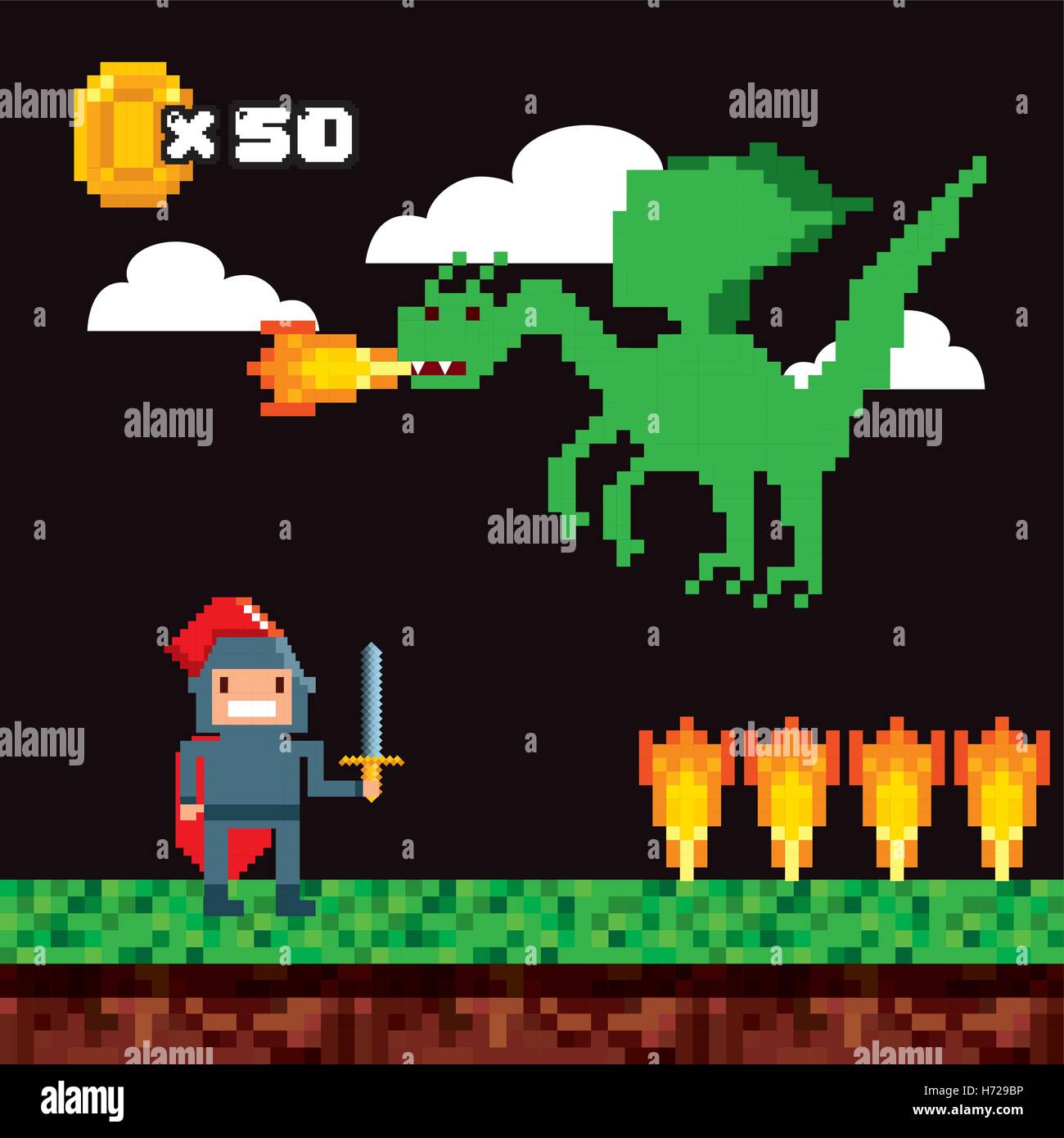 pixelated video game icons vector illustration design Stock Vector ...