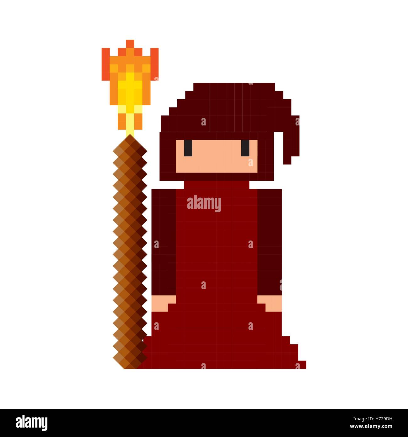 sorcerer monk video game pixelated character vector illustration design ...