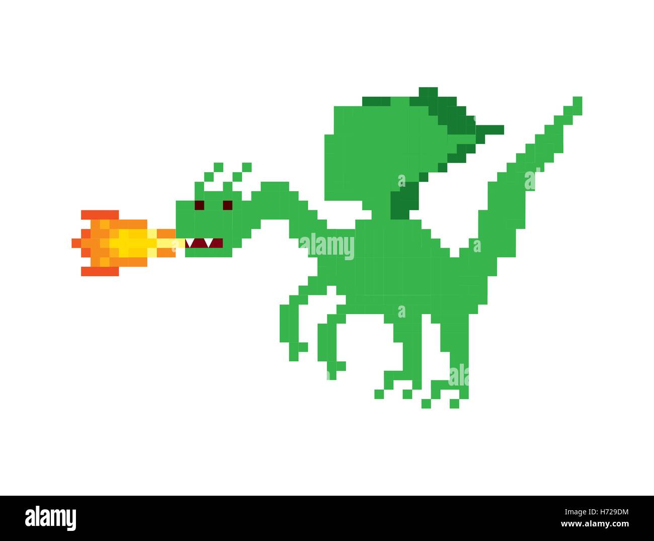 dragon video game pixelated character vector illustration design Stock ...