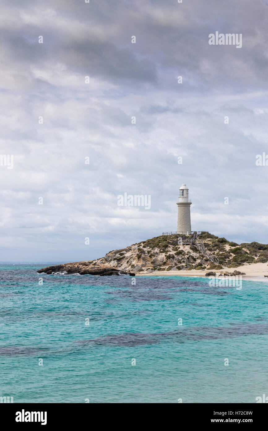Cloudy skies over Pinky Beach and Bathurst Lighthouse at Rottnest ...