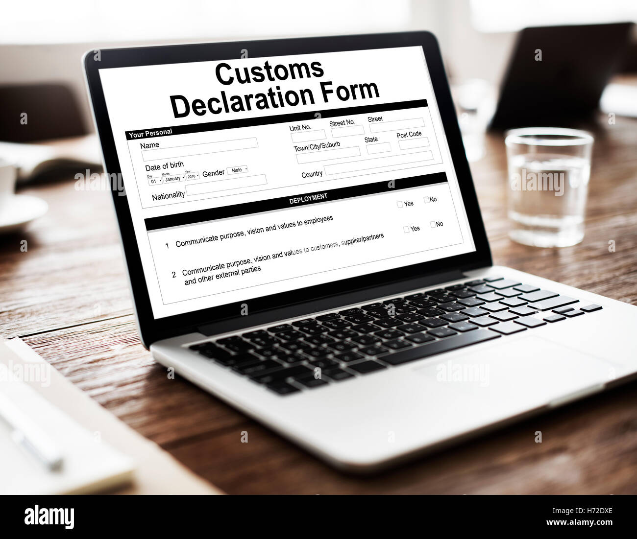 Customs declaration form hi-res stock photography and images - Alamy