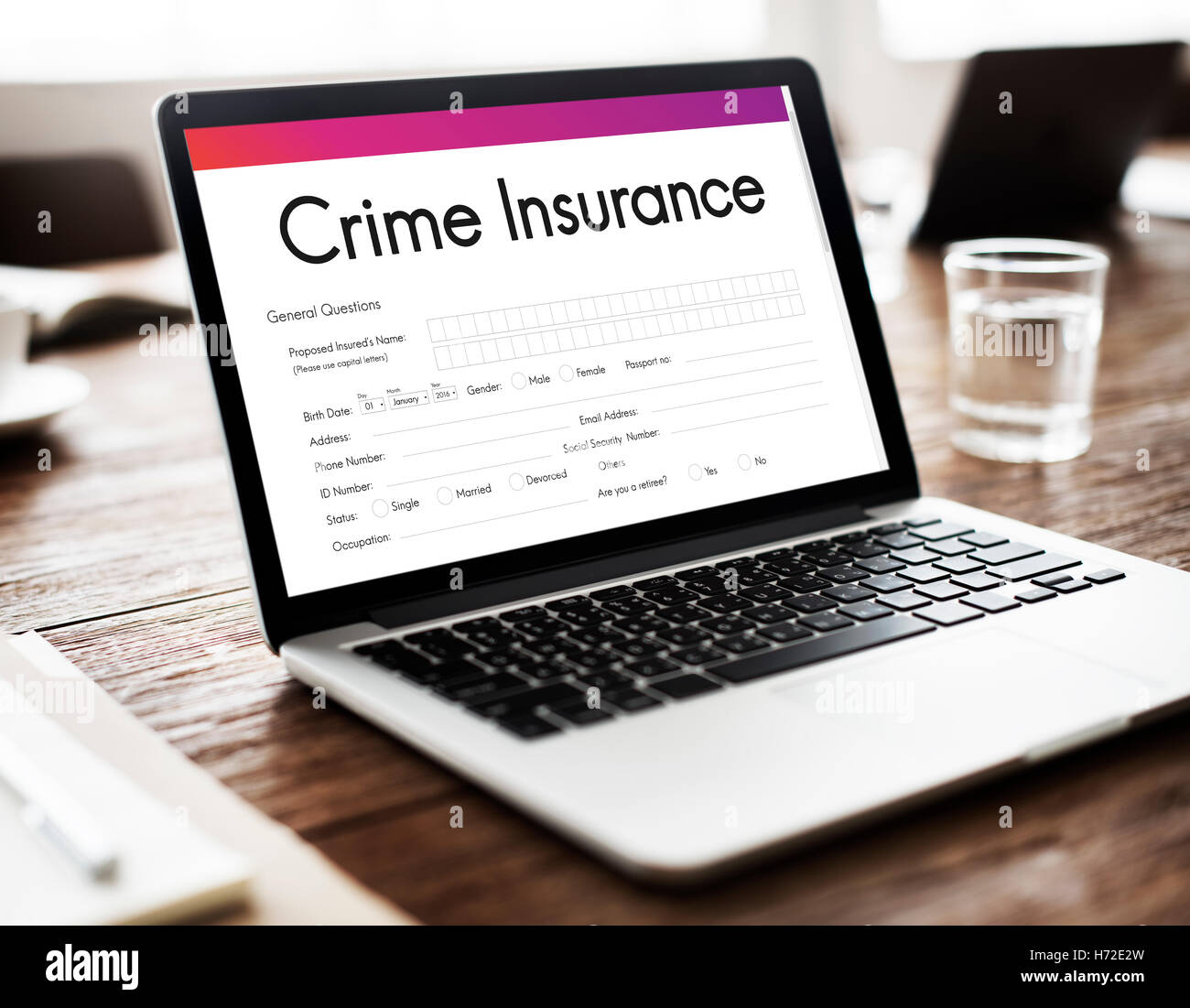 Crime Insurance Application Form Concept Stock Photo - Alamy