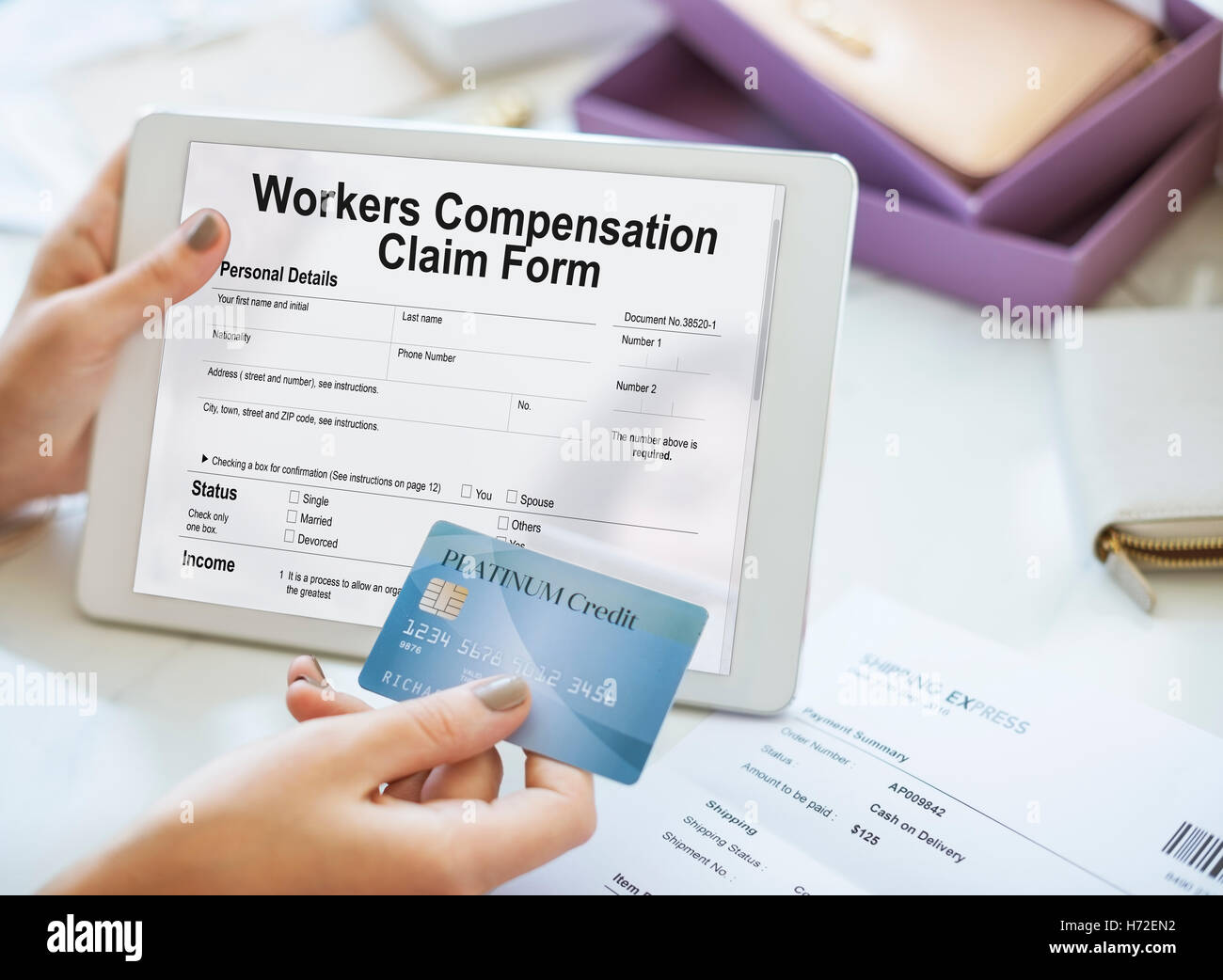 Work Injury Compensation Claim Form Concept Stock Photo - Alamy