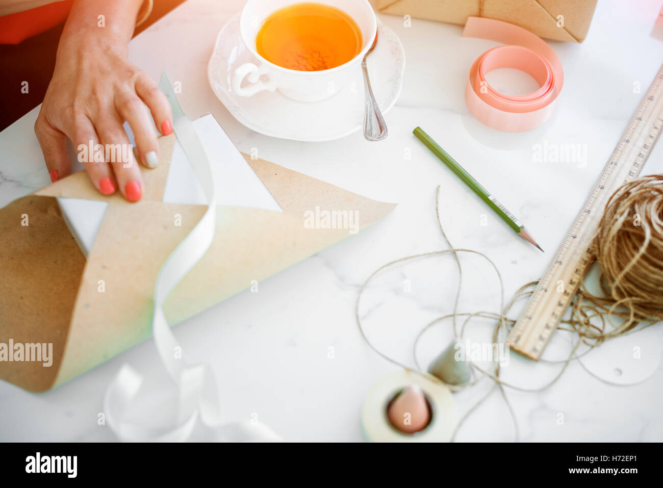 Gift Wrap Present Paper Cutter Handmade Concept Stock Photo - Alamy