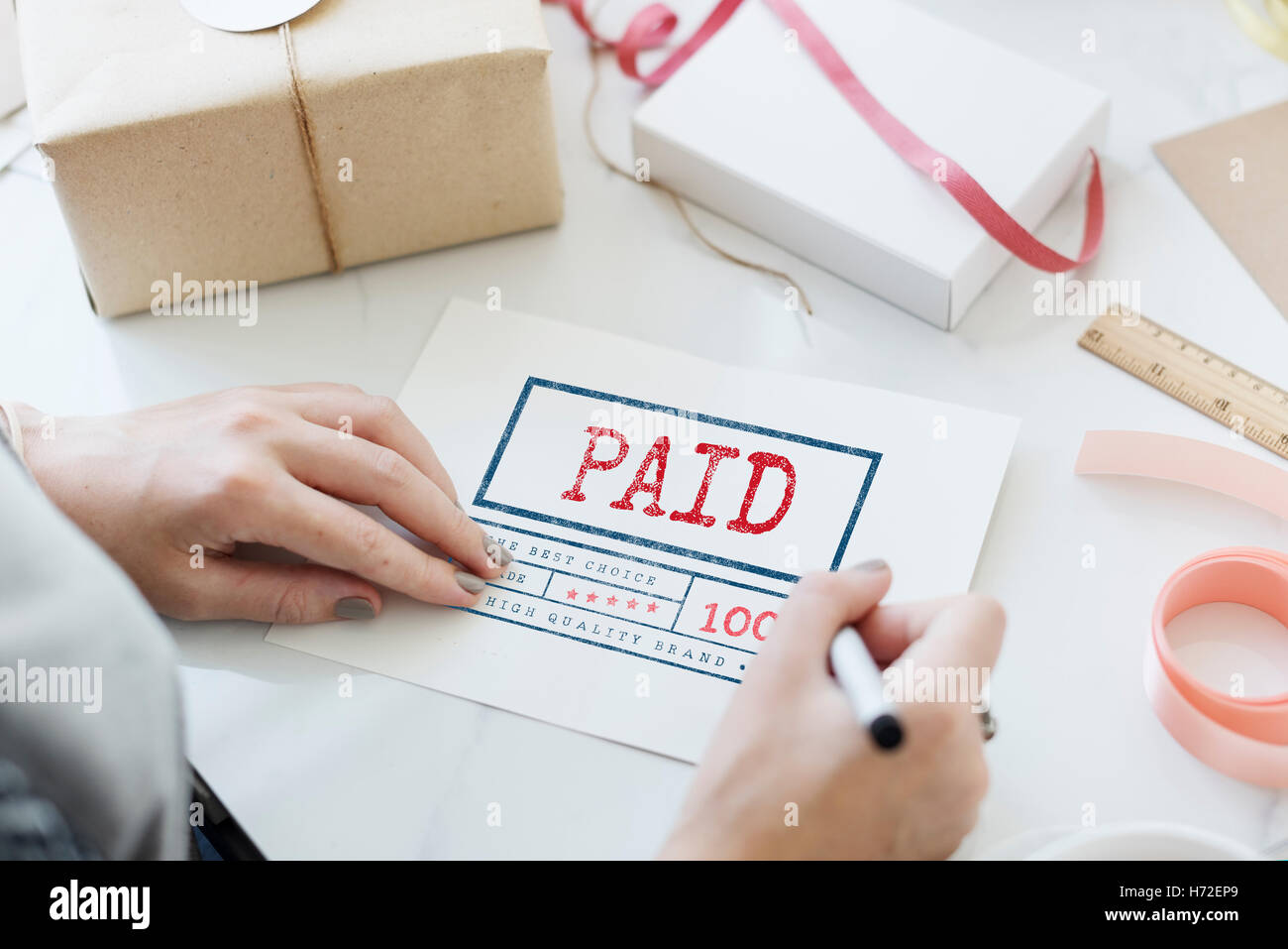 Paid Pay Receipt Finance Accounting Graphic Concept Stock Photo - Alamy