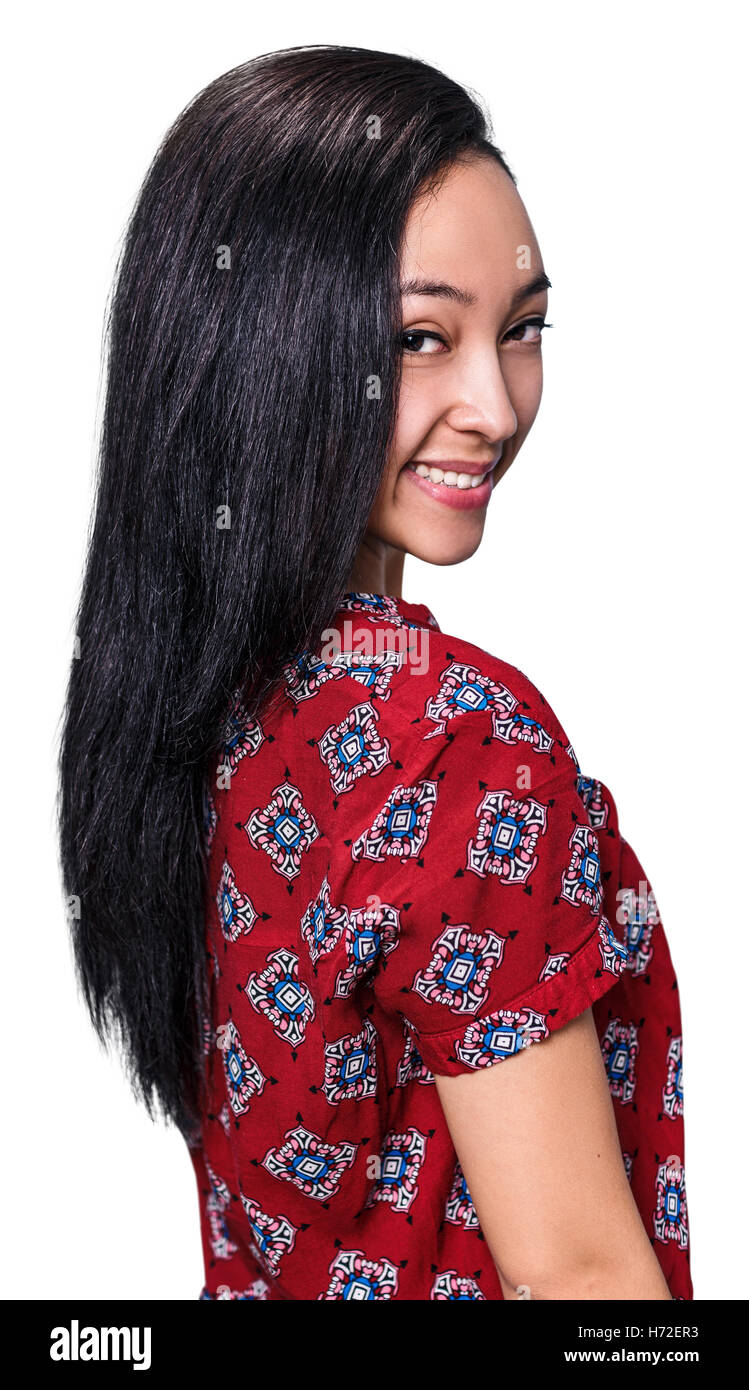 Young beautiful girl with long black hair Stock Photo - Alamy