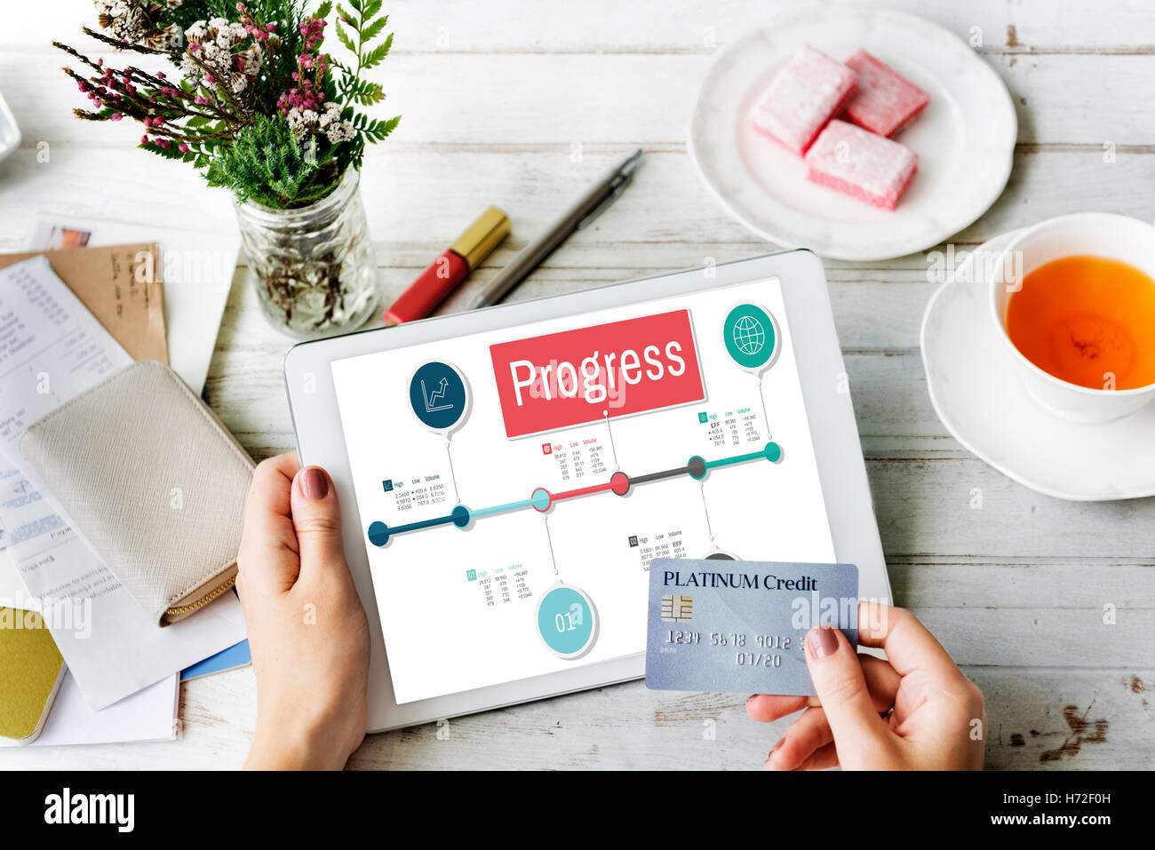 Progress Stock Figures Timeline Concept Stock Photo - Alamy