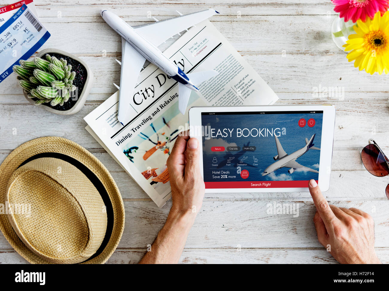 Air Ticket Flight Booking Concept Stock Photo - Alamy