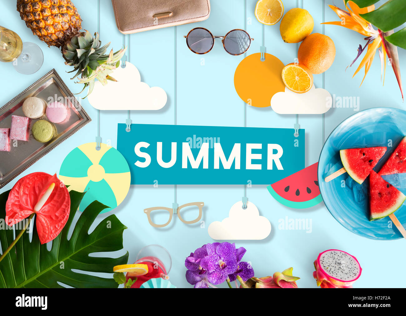 Summer Break Fun Party Banner Concept Stock Photo - Alamy