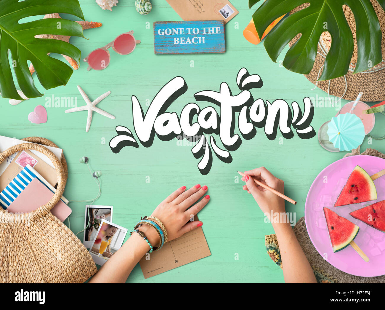 Beach Vocation Enjoy Holidays Summer Concept Stock Photo - Alamy