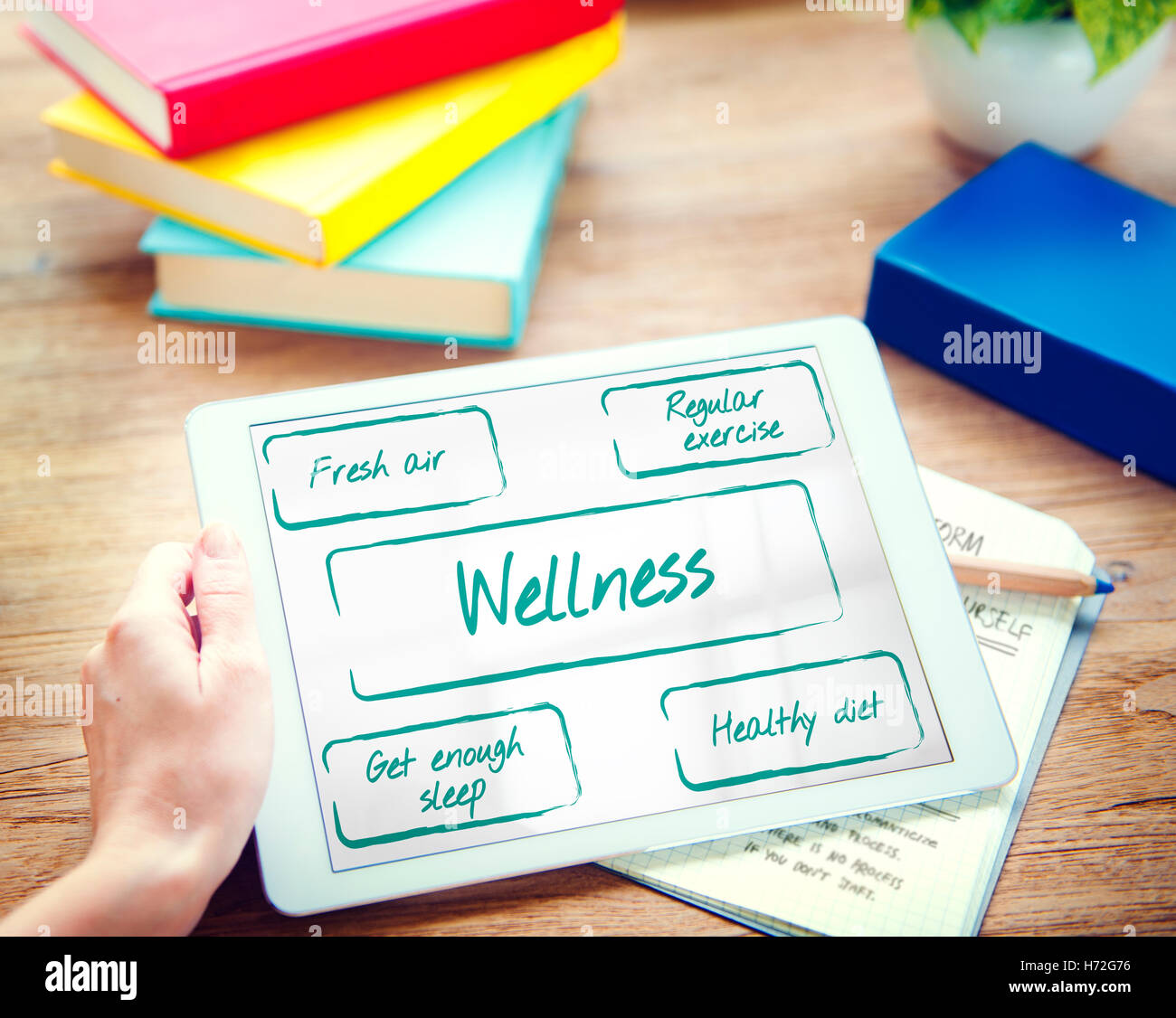 Healthy Lifestyle Wellbeing Plan Words Concept Stock Photo - Alamy