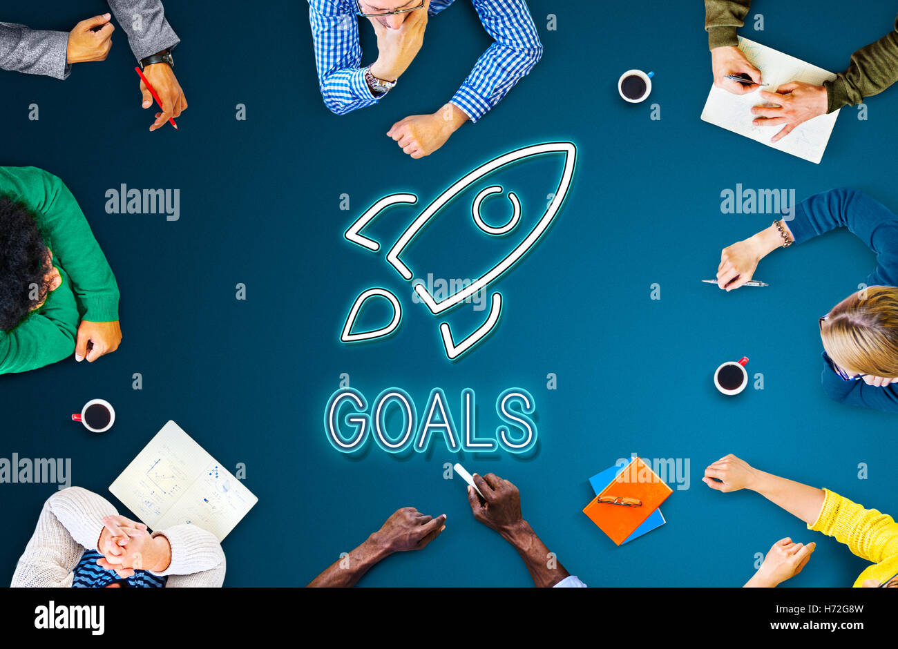 Business Goals Rocketship Target Concept Stock Photo - Alamy
