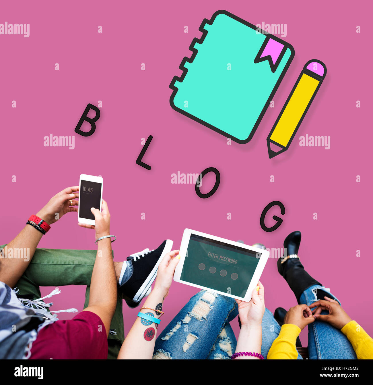 Notebook Pencil Write Communication Graphic Concept Stock Photo - Alamy