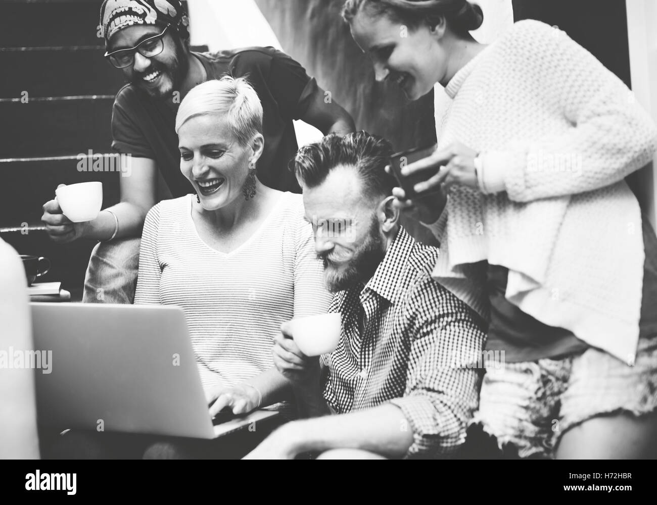 Group Of People Browsing Internet Concept Stock Photo - Alamy