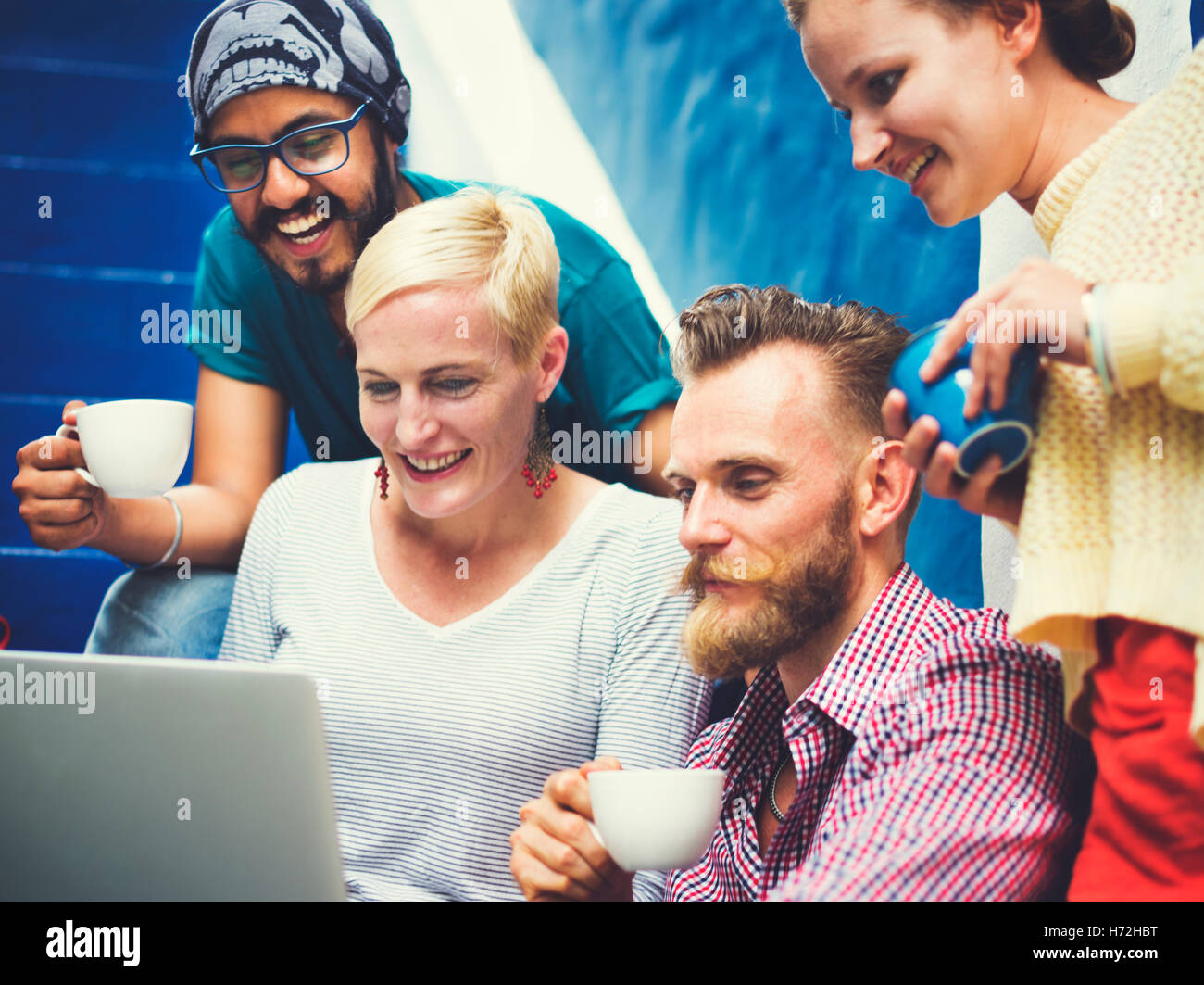 Group Of People Browsing Internet Concept Stock Photo - Alamy
