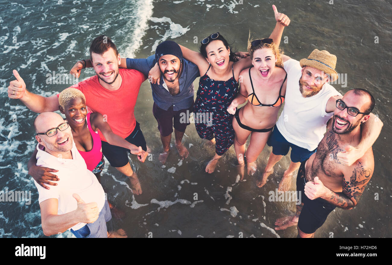 Young People Standing Near Sea Concept Stock Photo - Alamy