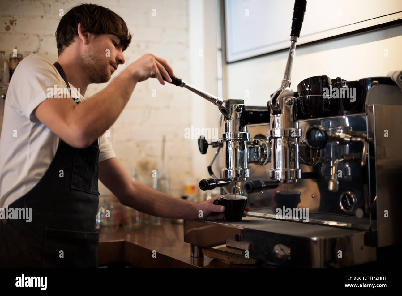 Coffee Machine Portafilter Steam Barista Shop Concept Stock Photo - Alamy