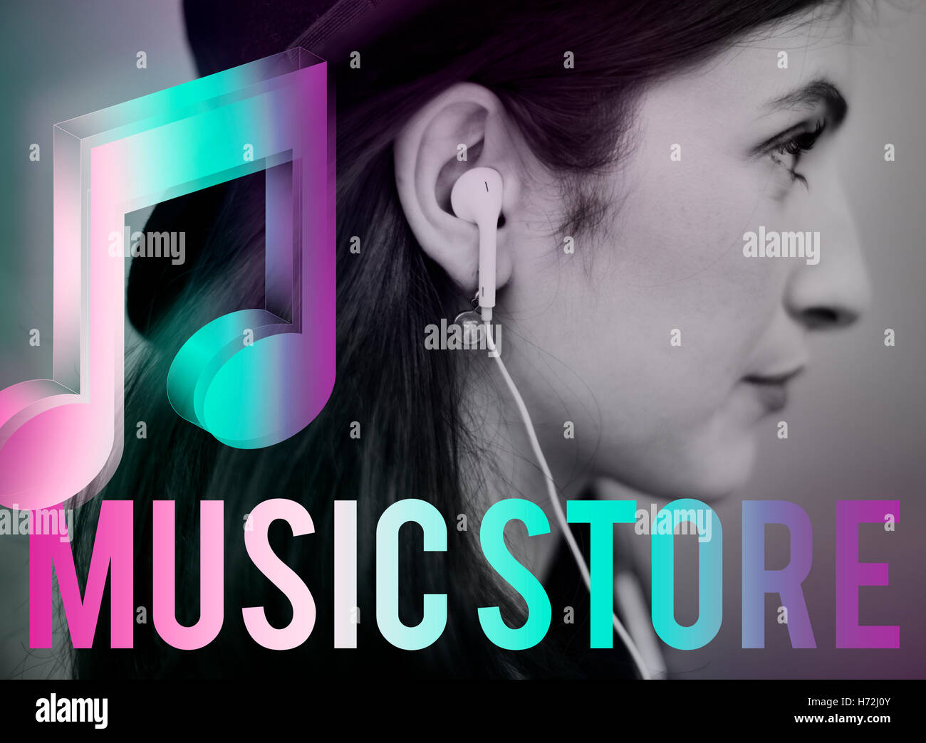 Audio Store Music Note Icon Graphic Concept Stock Photo - Alamy