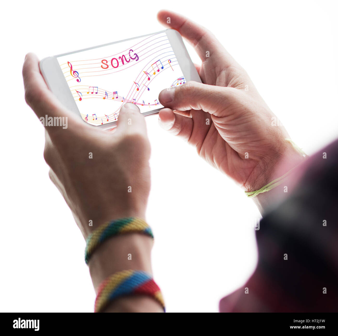 Music Notes Entertainment Melody Listening Concept Stock Photo - Alamy