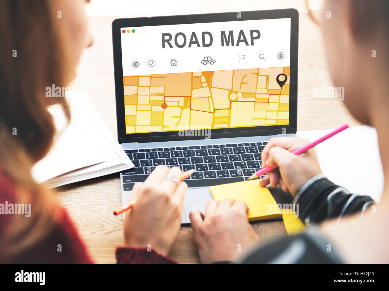 GPS Destination Route Map Graphic Concept Stock Photo - Alamy
