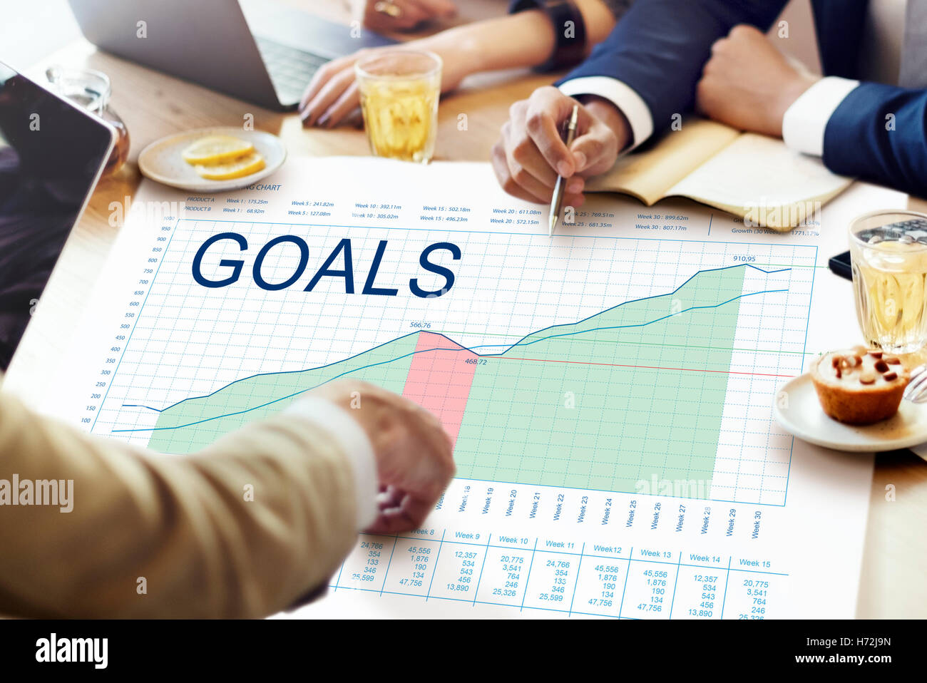 Goals Analysis Graphs Business Marketing concept Stock Photo - Alamy
