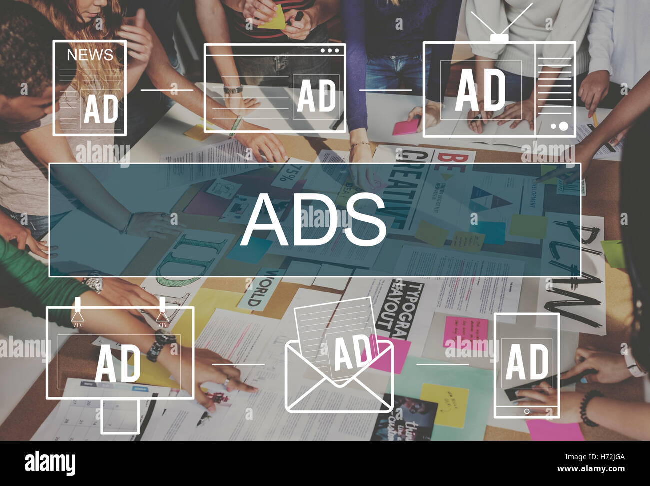 Advertisement ADS Commercial Marketing Advertising Branding Concept ...