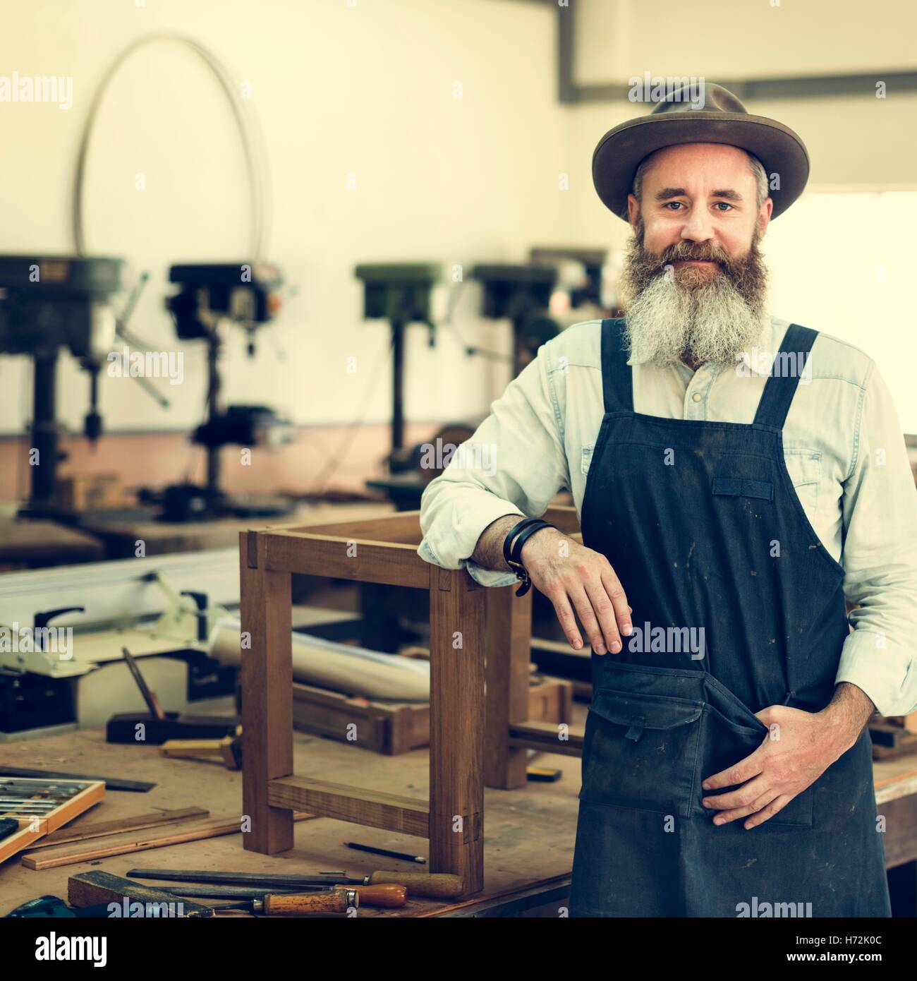 Carpenter Craftsman Handicraft Wooden Workshop Concept Stock Photo - Alamy