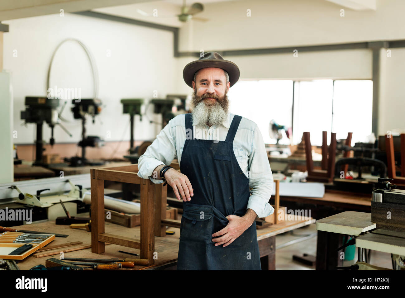 Carpenter Craftsman Handicraft Wooden Workshop Concept Stock Photo - Alamy
