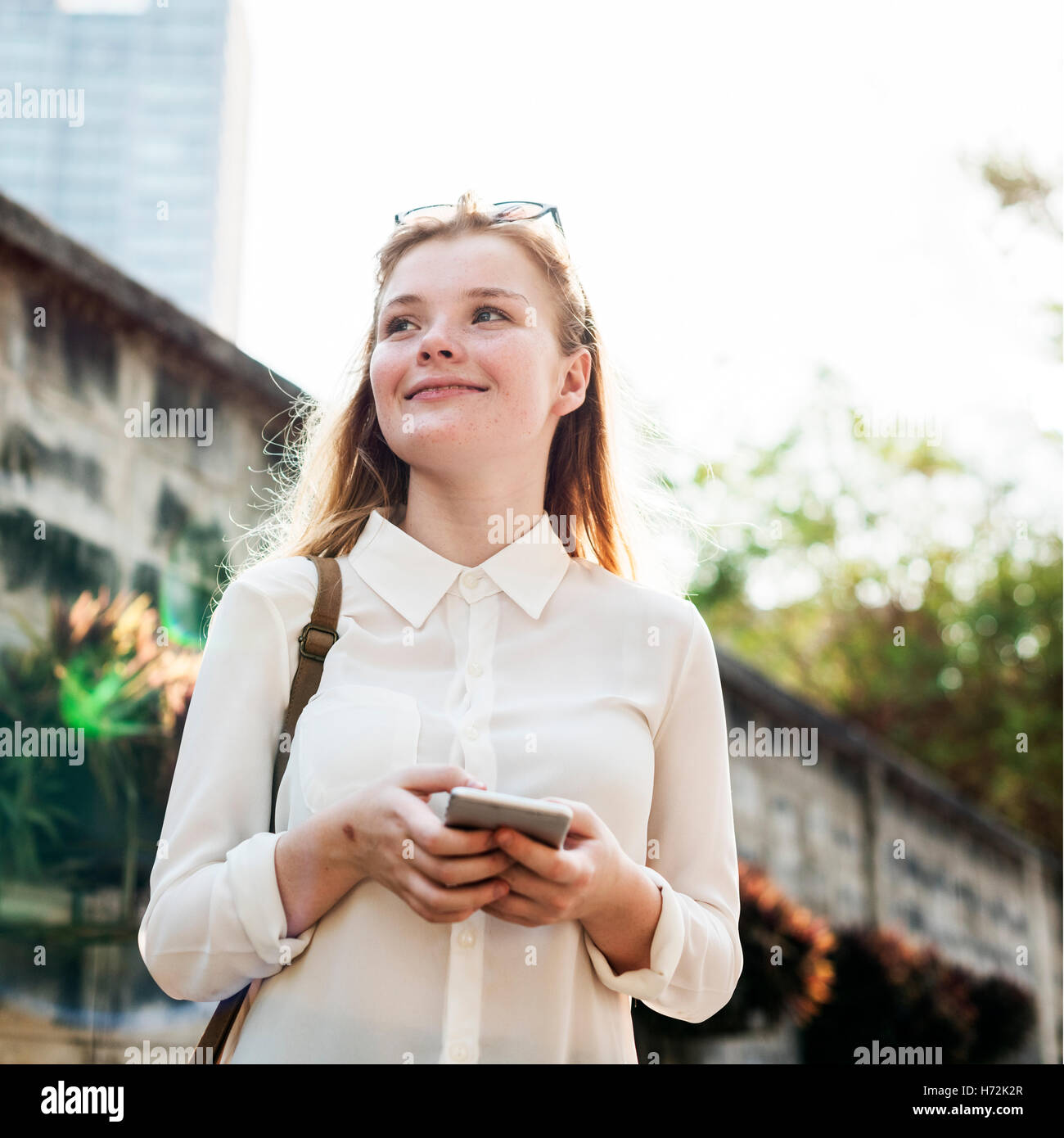 Girl Using Browsing Phone Concept Stock Photo - Alamy
