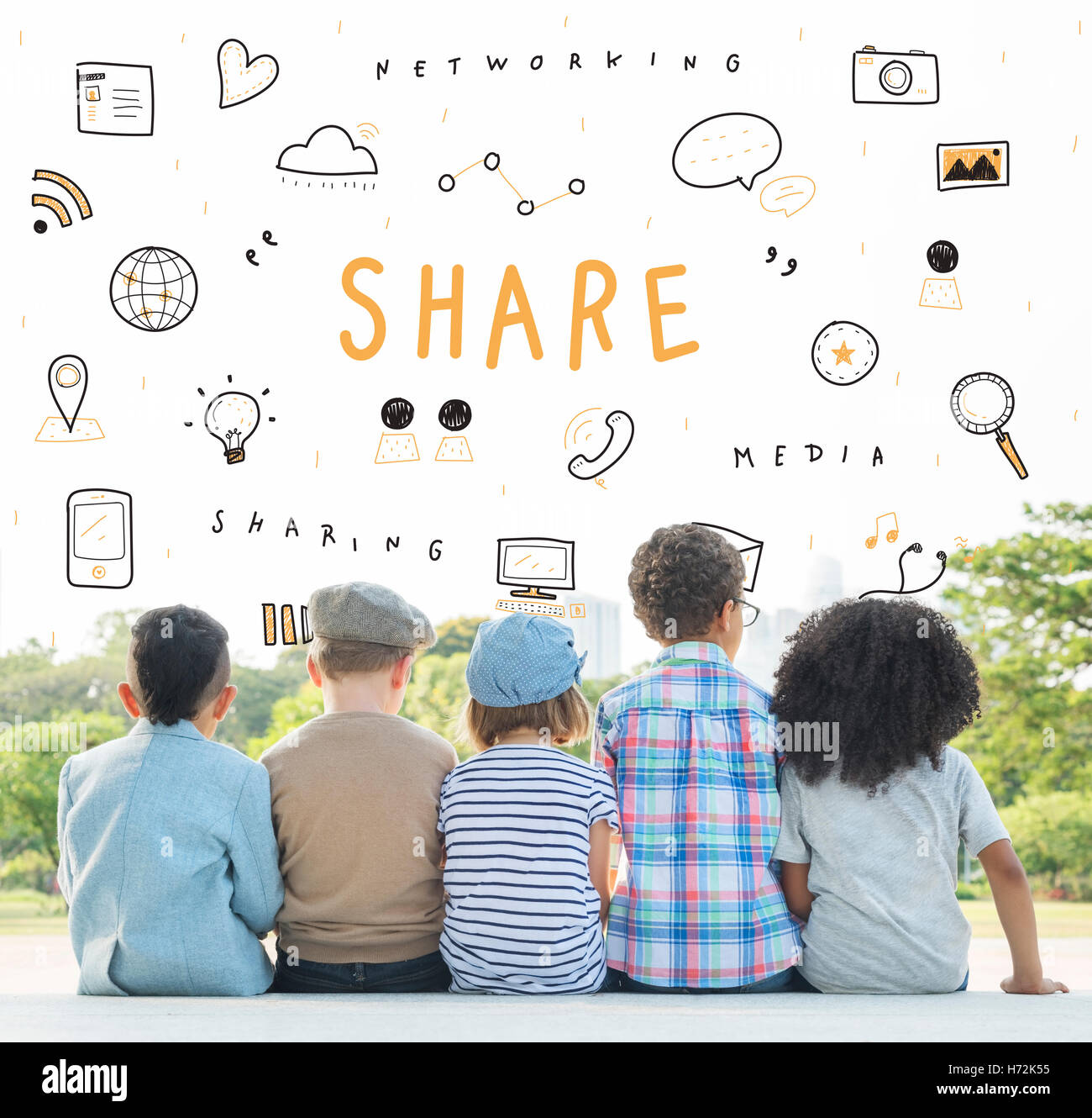 Networking Media Sharing Icons Graphic Concept Stock Photo - Alamy