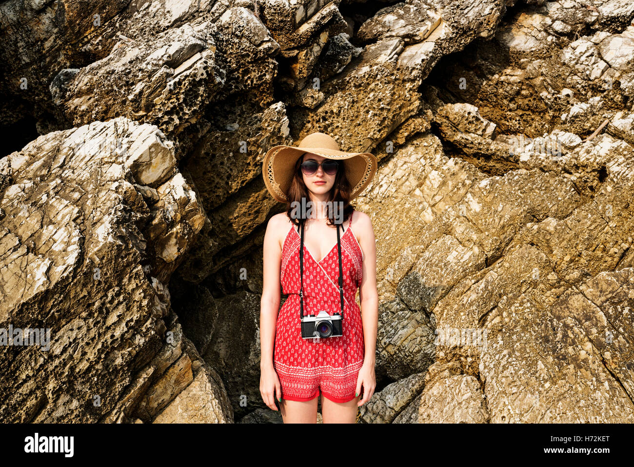 Girl Camera Photographer Focus Shooting Nature Concept Stock Photo - Alamy