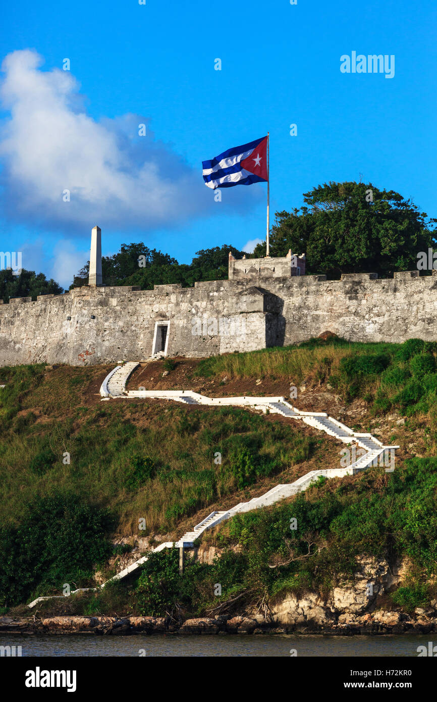 stairs in the old fort with the flag Stock Photo - Alamy